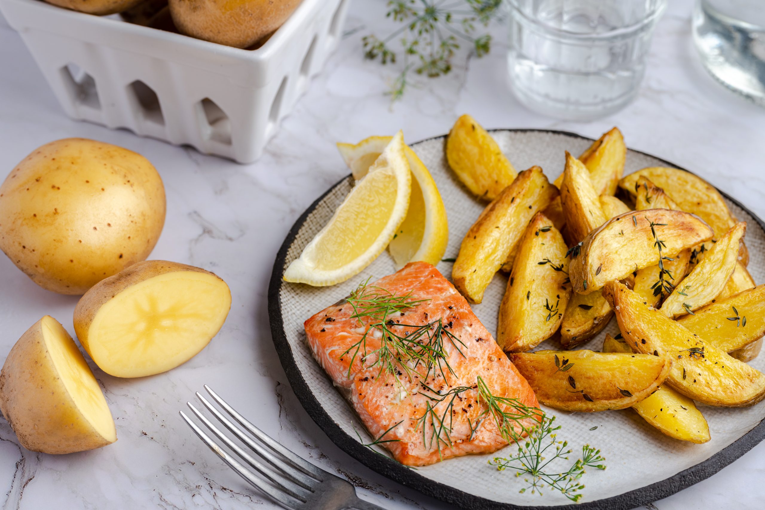 Finnish Potato Wedges with Salmon - Potato Glory